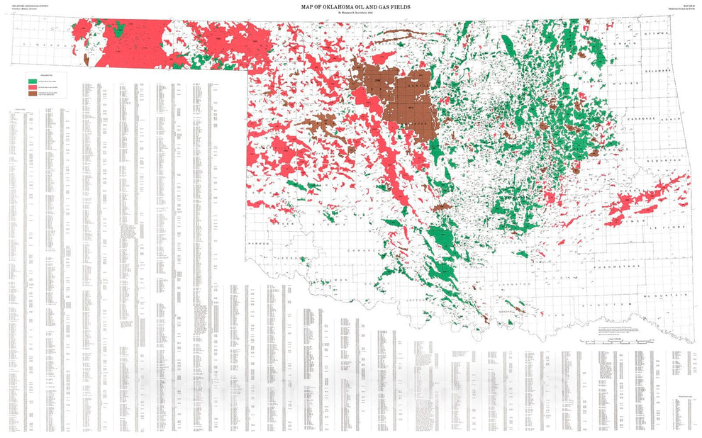 Map : Map of Oklahoma oil and gas fields, 1985 Cartography Wall Art ...