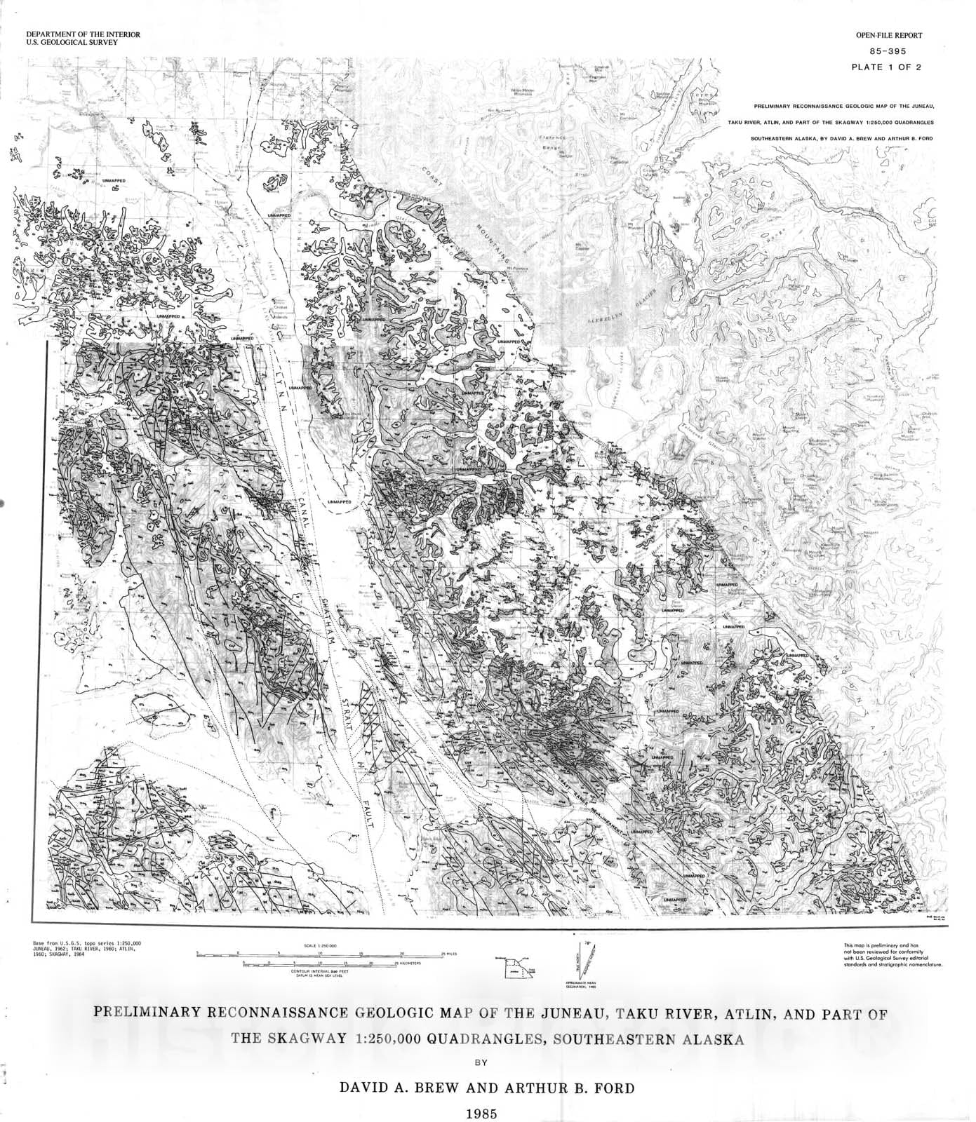 Map : Preliminary reconnaissance geologic map of the Juneau, Taku Rive ...
