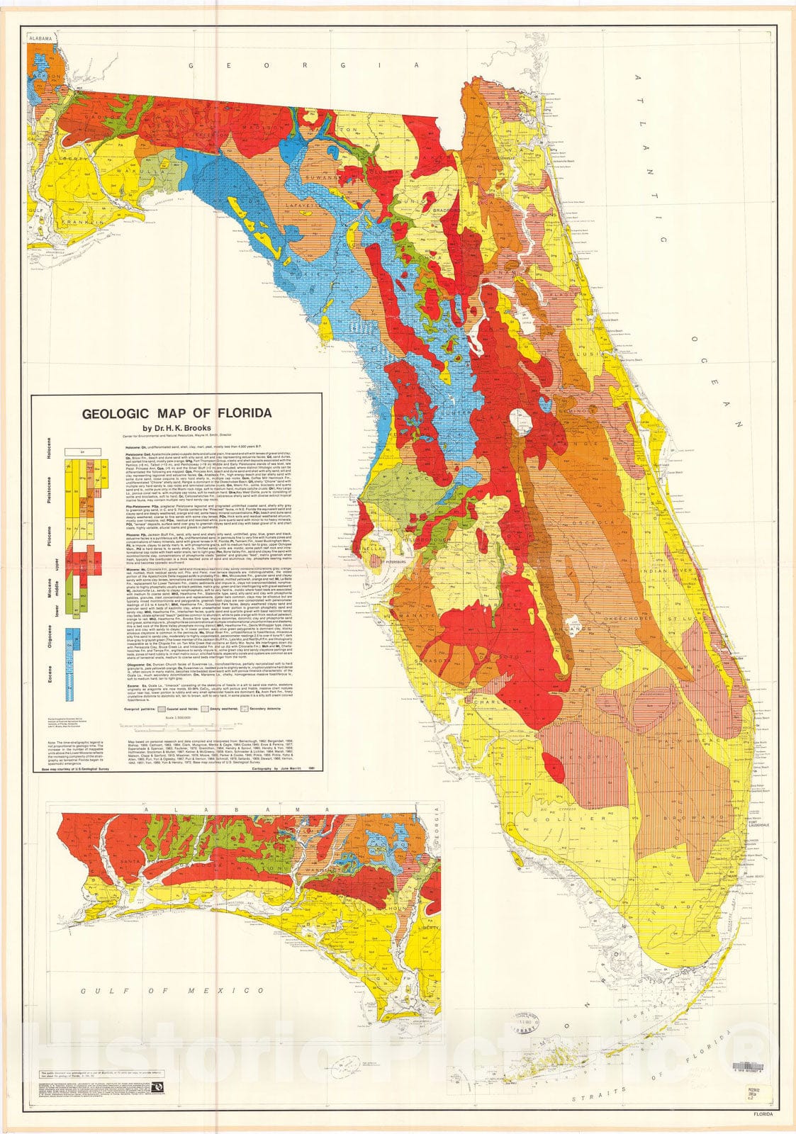 Map : Geologic map of Florida, 1981 Cartography Wall Art : – Historic ...