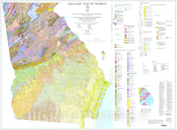 Map : Geologic map of Georgia, 1976 Cartography Wall Art : - Historic ...