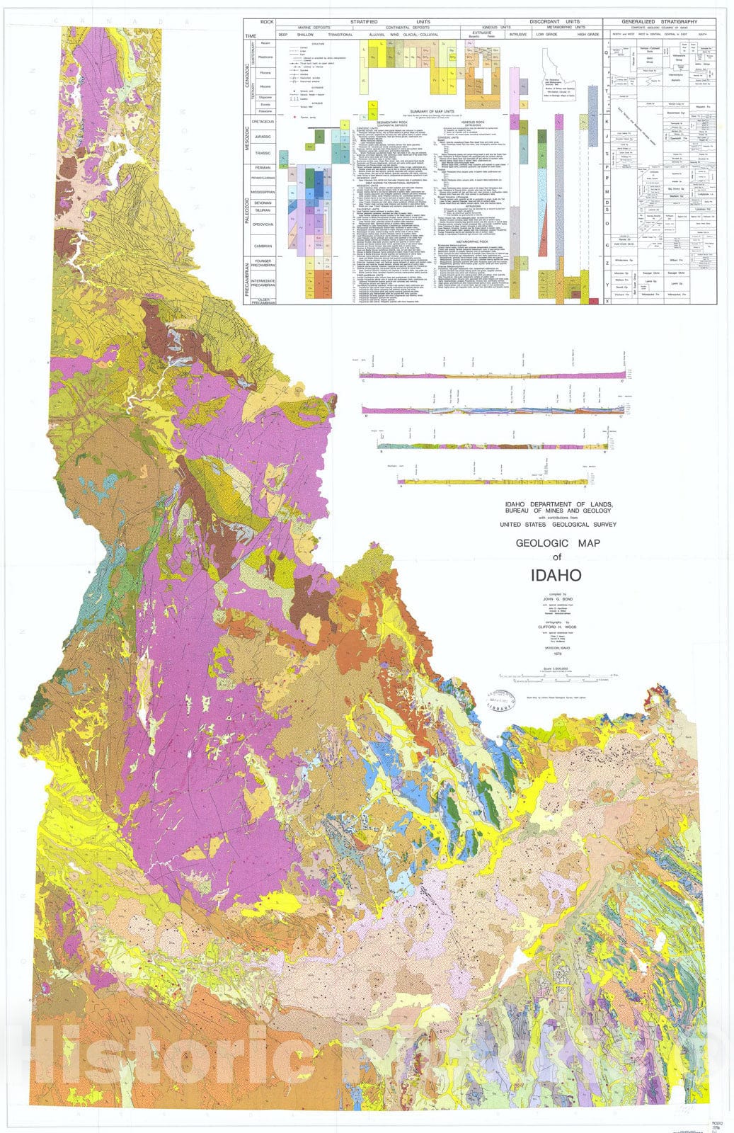 Map : Geologic map of Idaho, 1978 Cartography Wall Art : – Historic ...