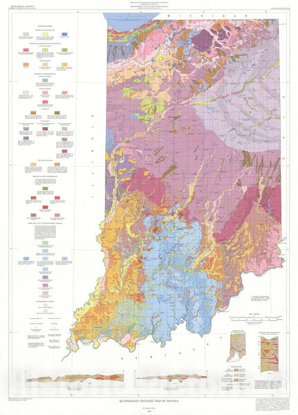 Map : Quaternary geologic map of Indiana, 1989 Cartography Wall Art ...