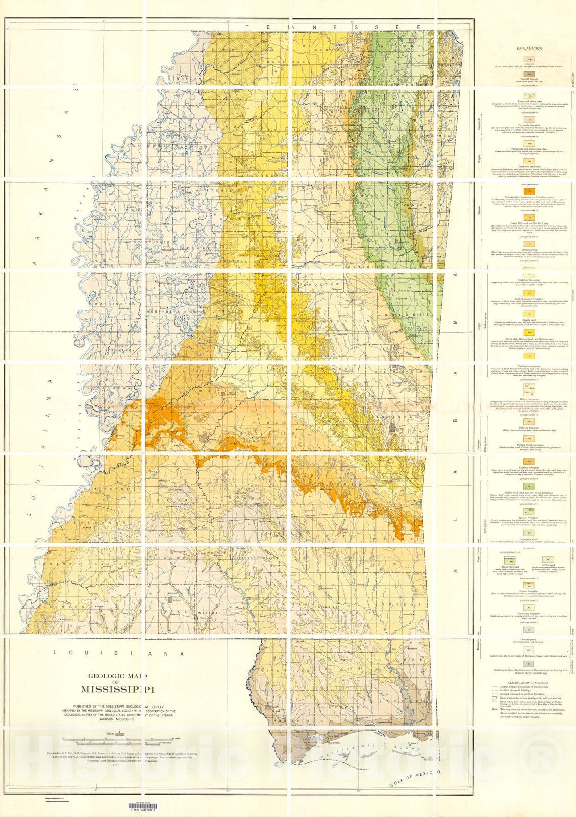 Map : Geologic map of Mississippi, 1945 Cartography Wall Art ...