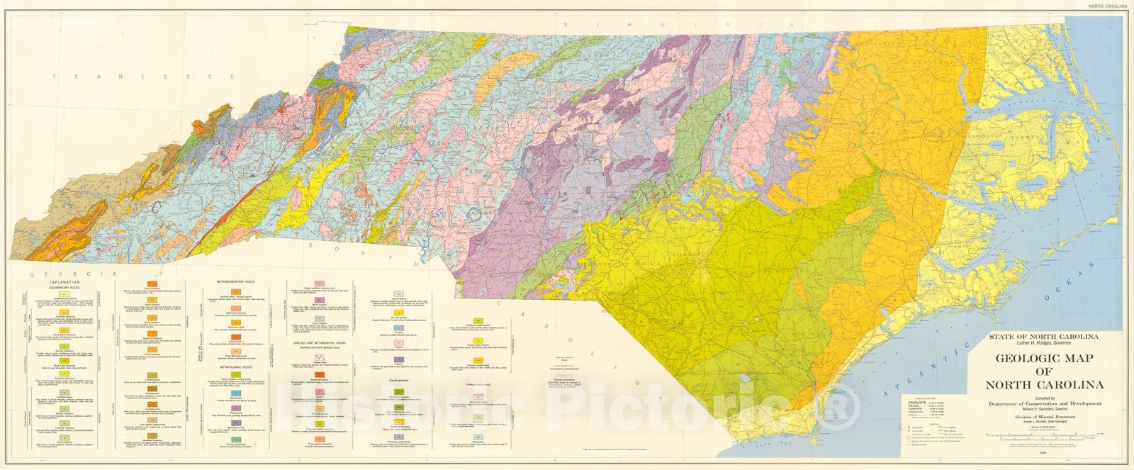 Map : Geologic map of North Carolina [See Explanatory Text], 1958 Cart ...