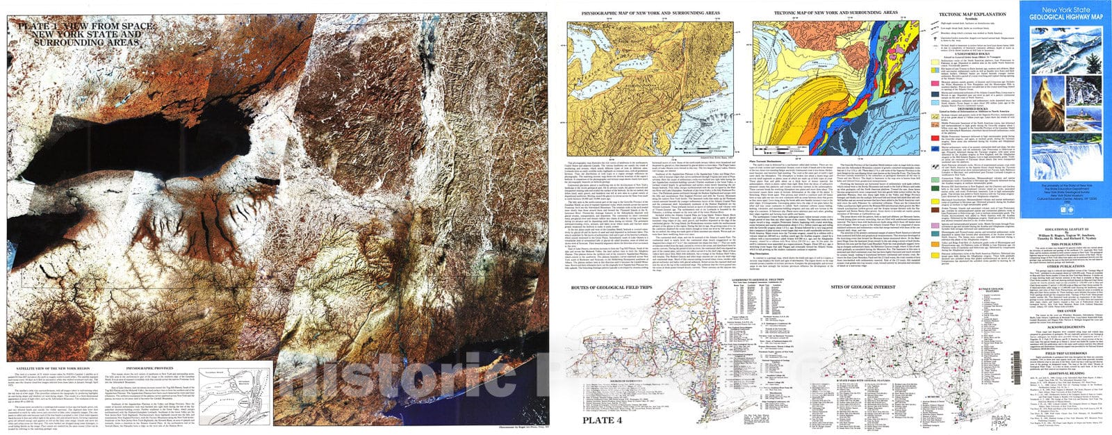 Map : New York State Geological Highway Map, 1990 Cartography Wall Art ...