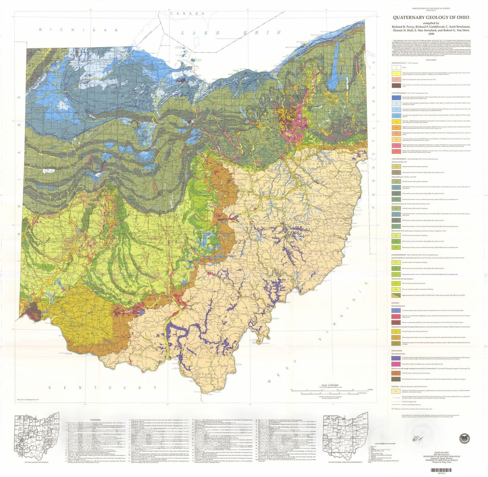 Map : Quaternary geology of Ohio, 1999 Cartography Wall Art ...