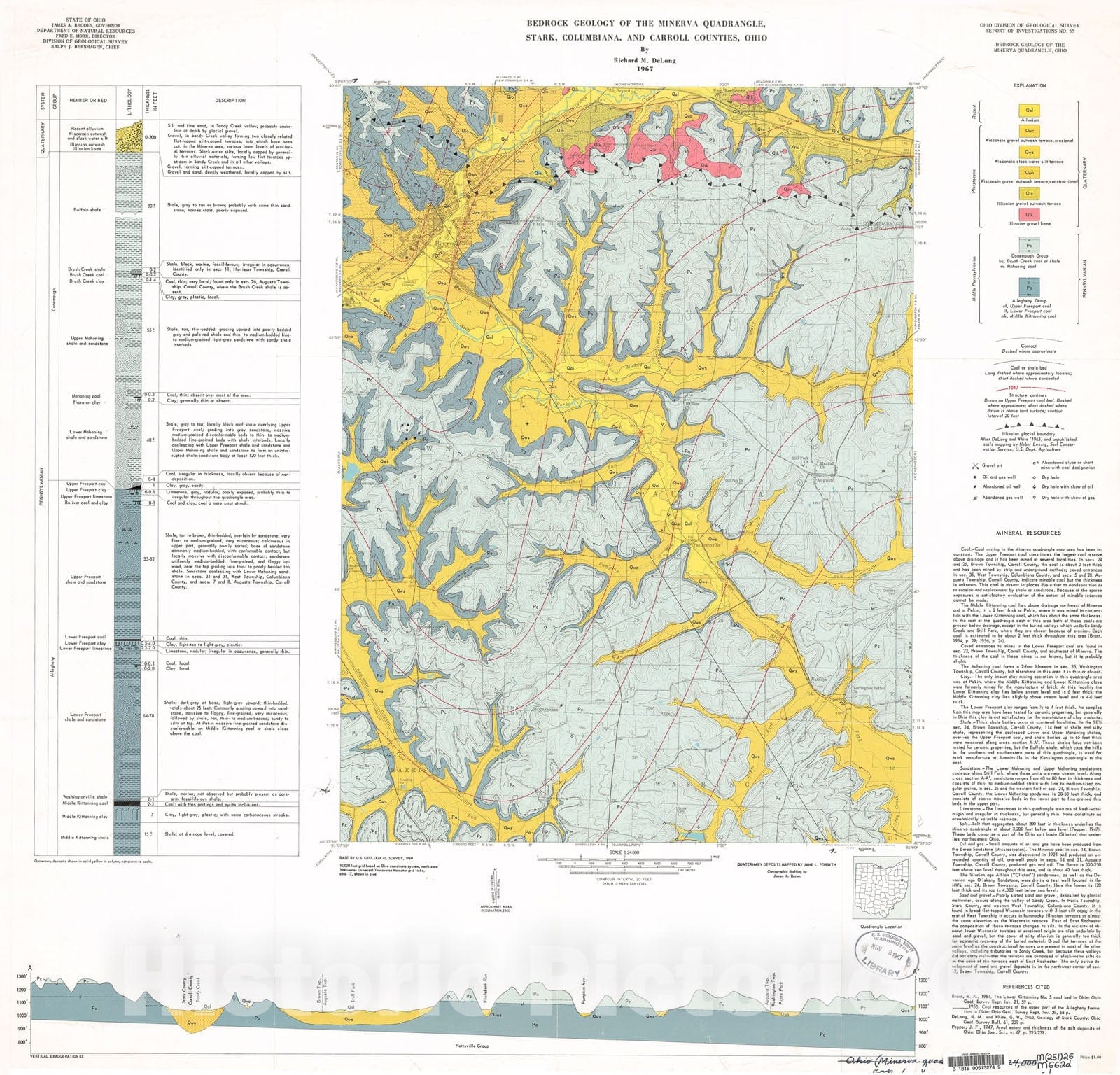 Map : Bedrock geology of the Minerva quadrangle, Stark, Columbiana, an ...