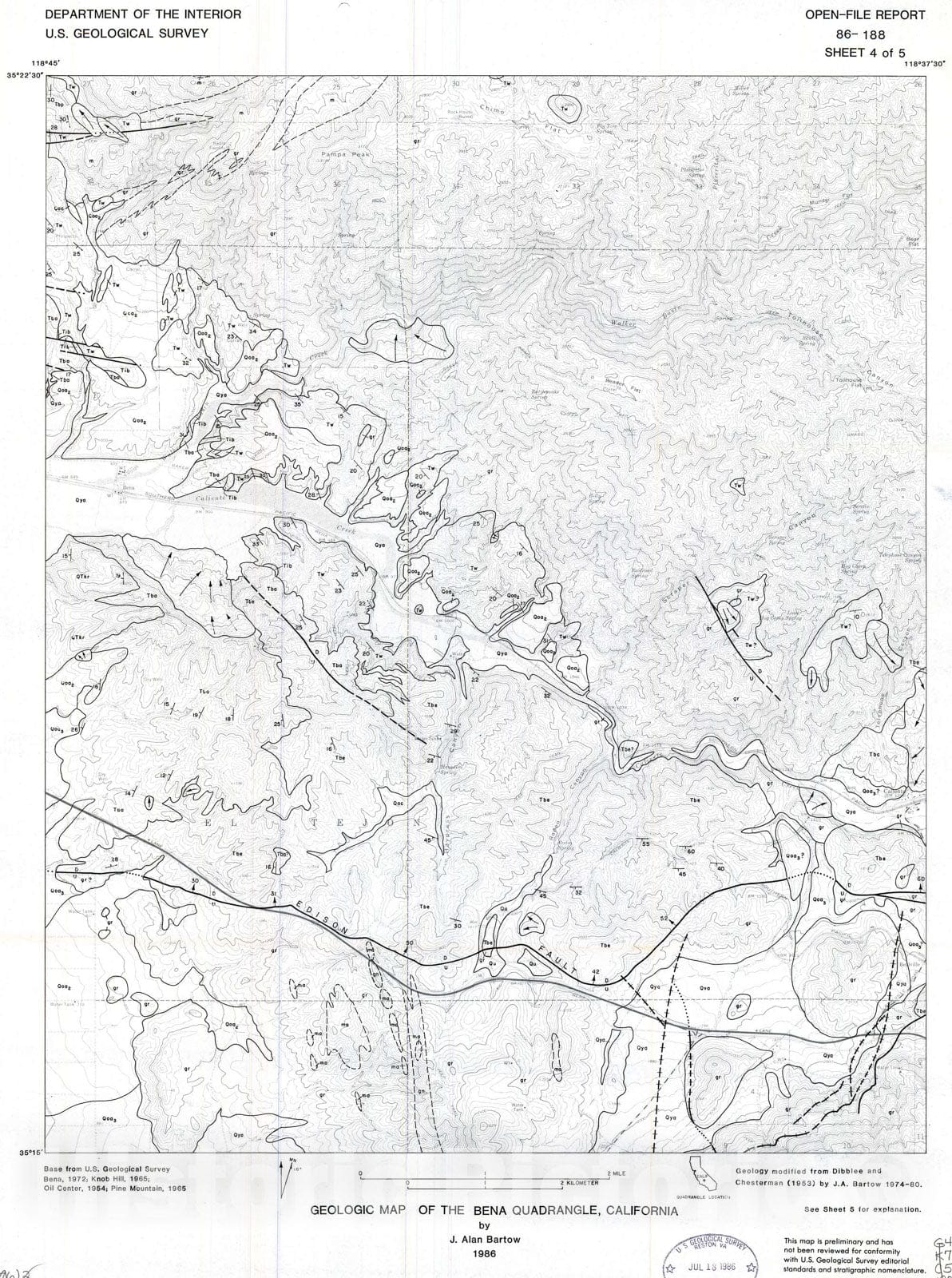 Map : Geologic map of the Bena quadrangle, California, 1986 Cartograph ...