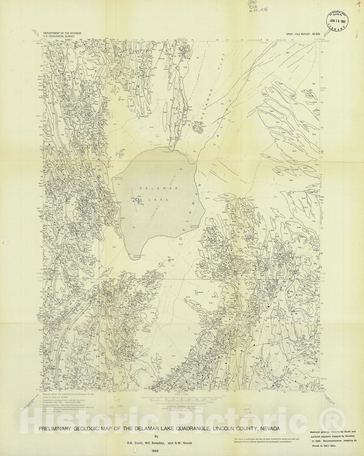 Map : A preliminary geologic map of the Delamar Lake quadrangle, Linco ...