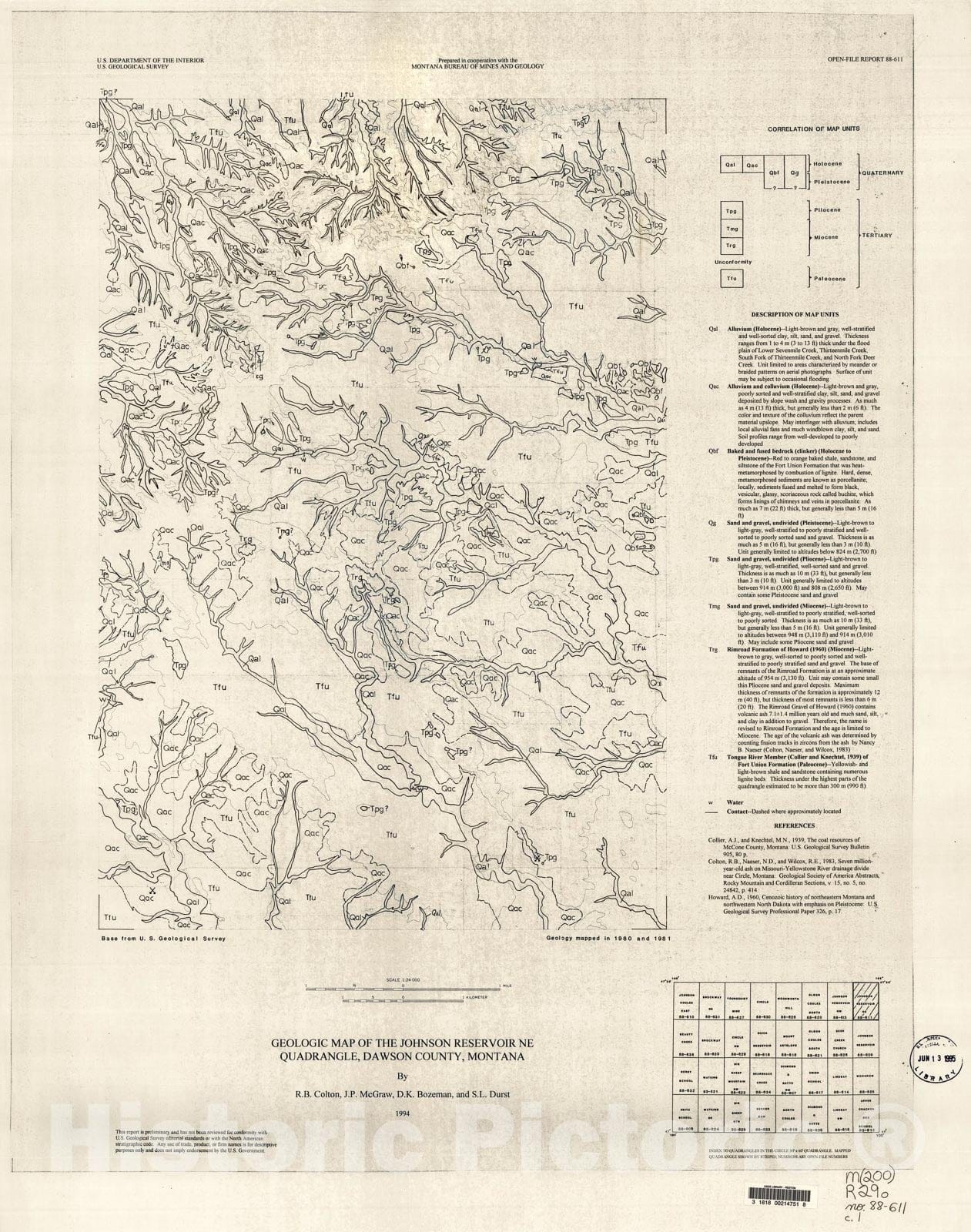 Map : Geologic map of the Johnson Reservoir NE quadrangle, Dawson Coun ...