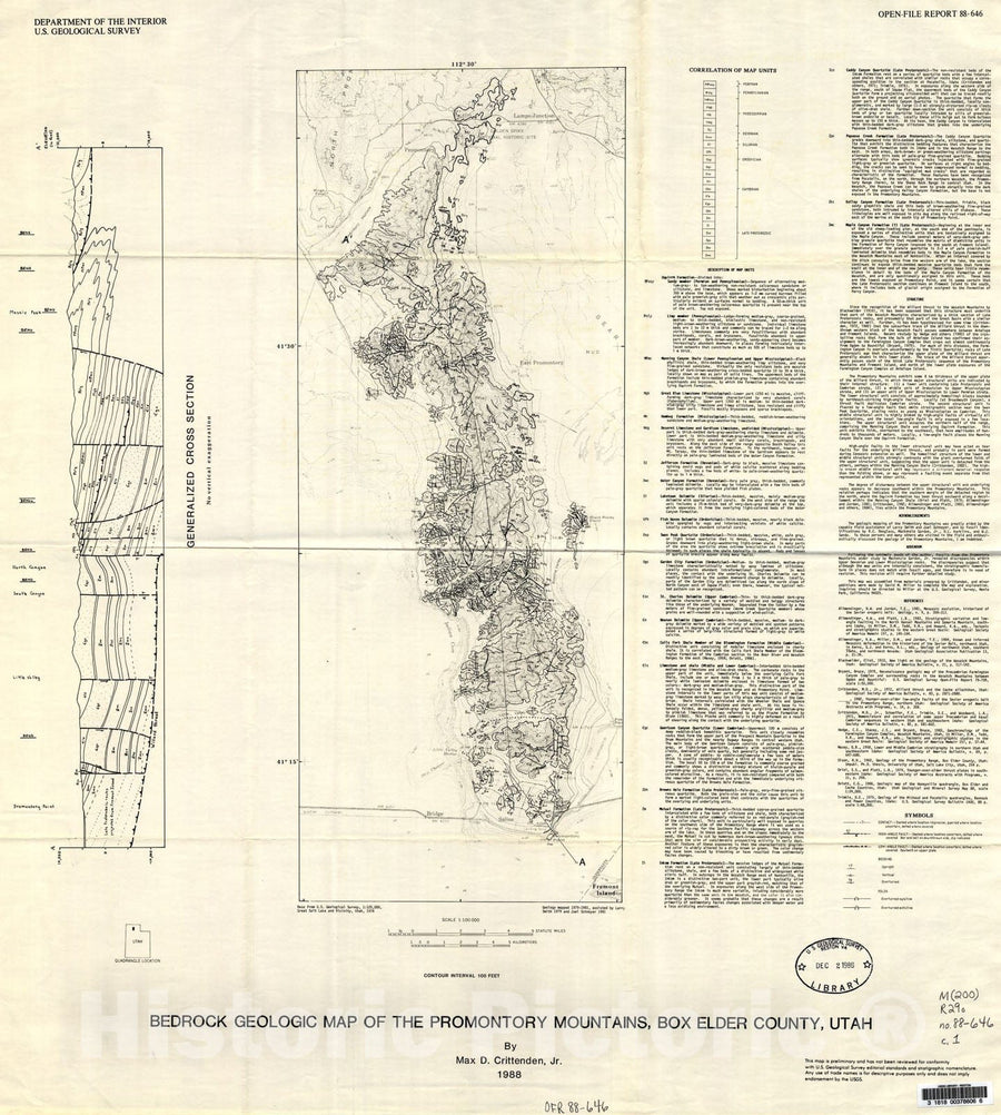Map : Bedrock geologic map of the Promontory Mountains, Box Elder Coun ...