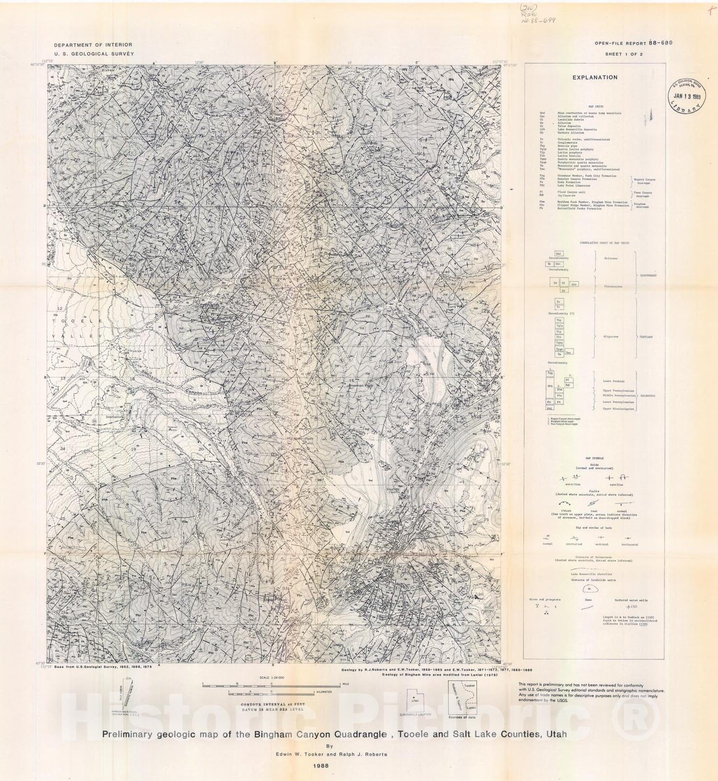 Map : Preliminary geologic map, cross-sections, and explanation pamphl - Historic Pictoric