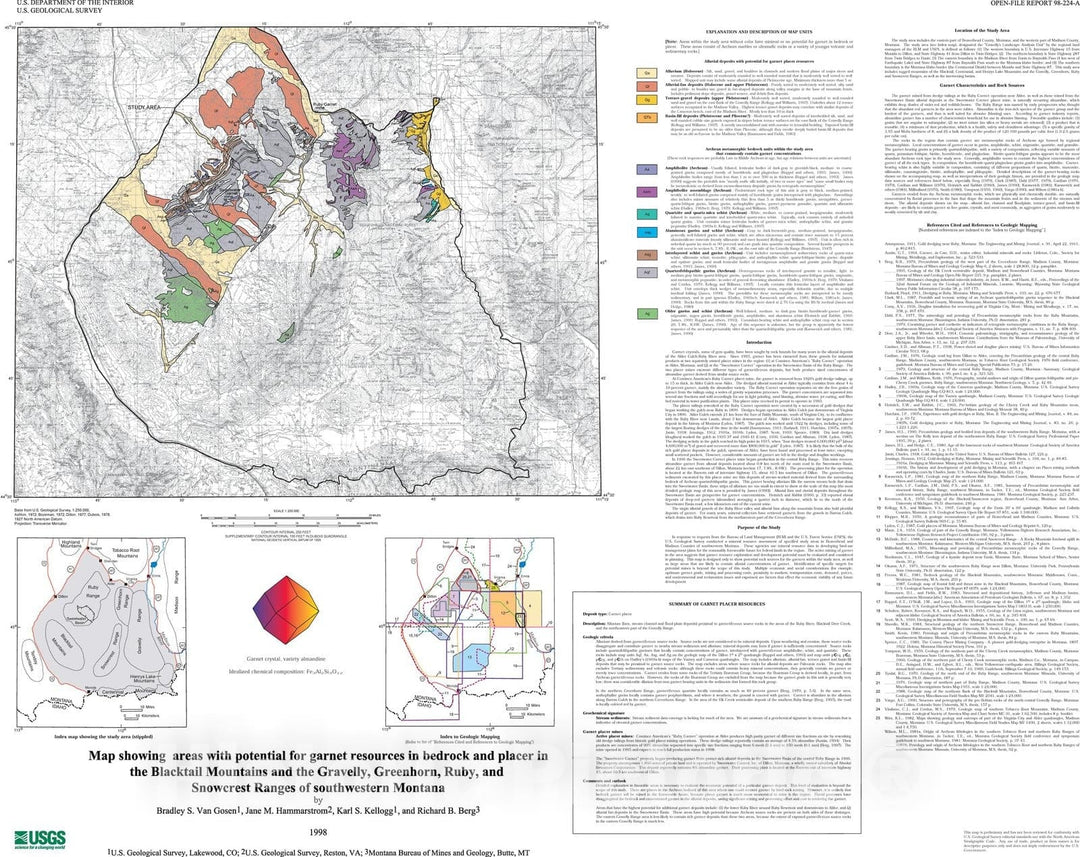 Map : Map showing areas with potential for garnet resources in bedrock ...
