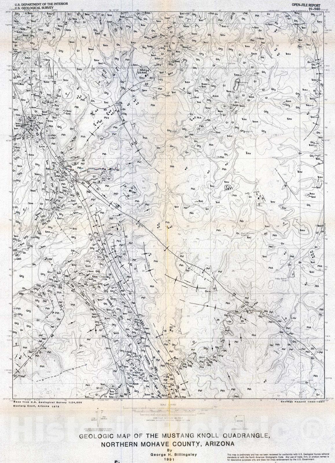 Map : Geologic map of the Mustang Knoll quadrangle, northern Mohave Co ...