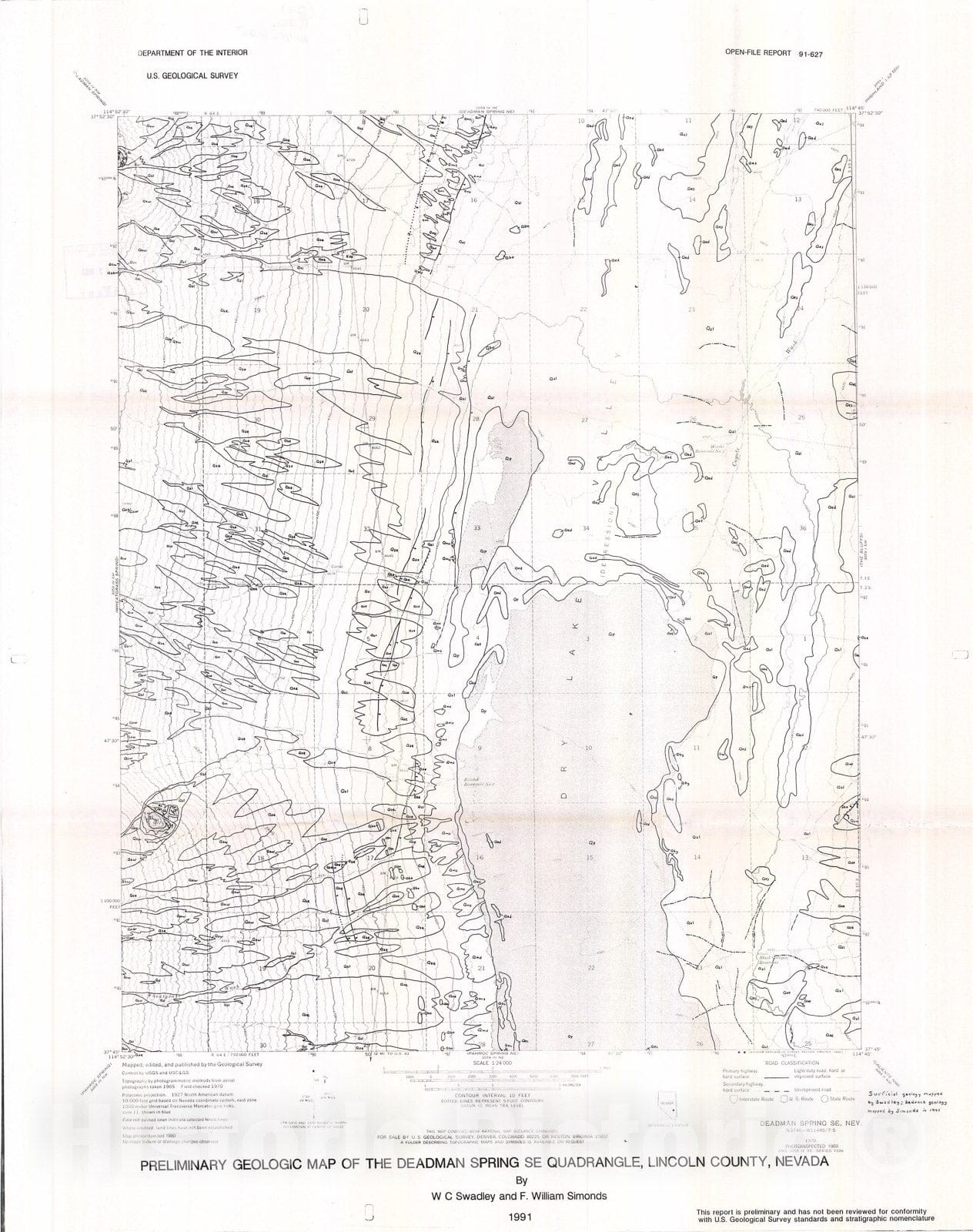 Map : Preliminary geologic map of the Deadman Spring SE quadrangle, Li ...