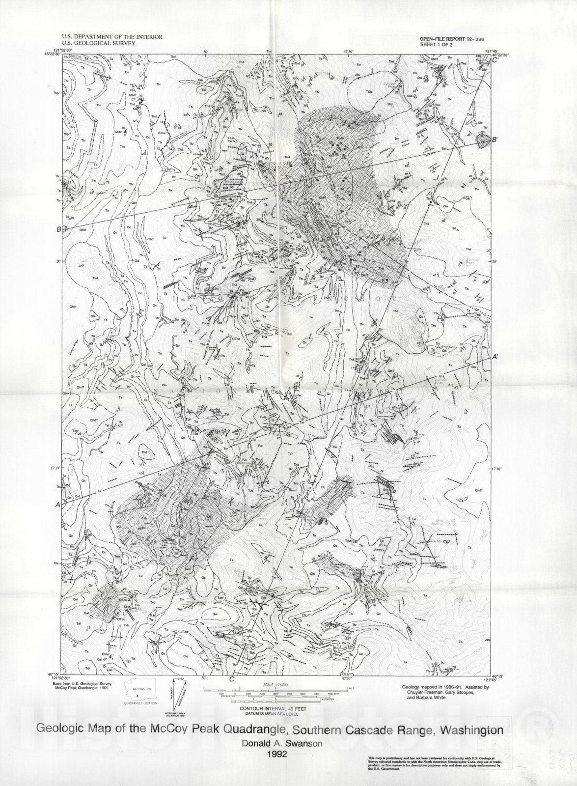 Map : Geologic map of the McCoy Peak quadrangle, southern Cascade Rang ...