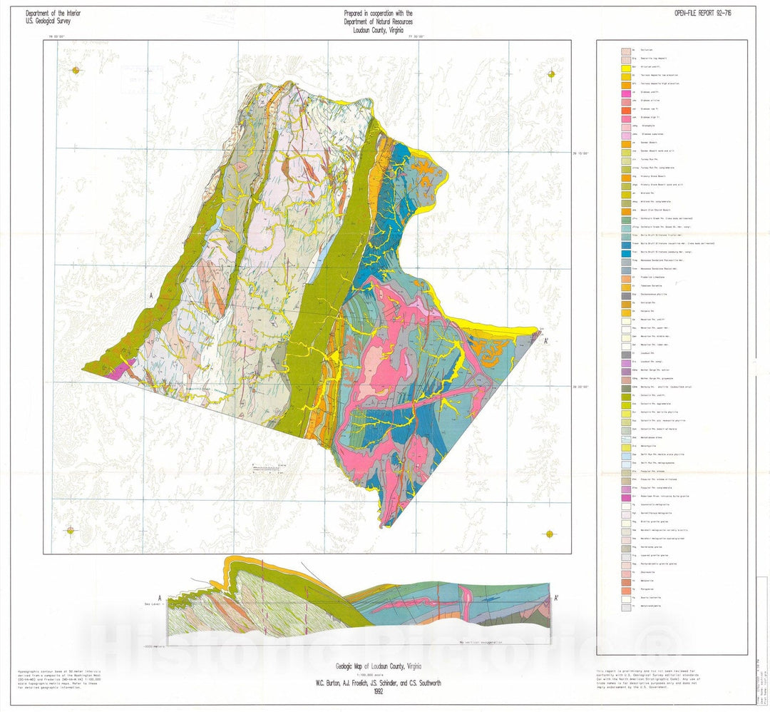 Map : Geologic map of Loudoun County, Virginia, 1992 Cartography Wall ...