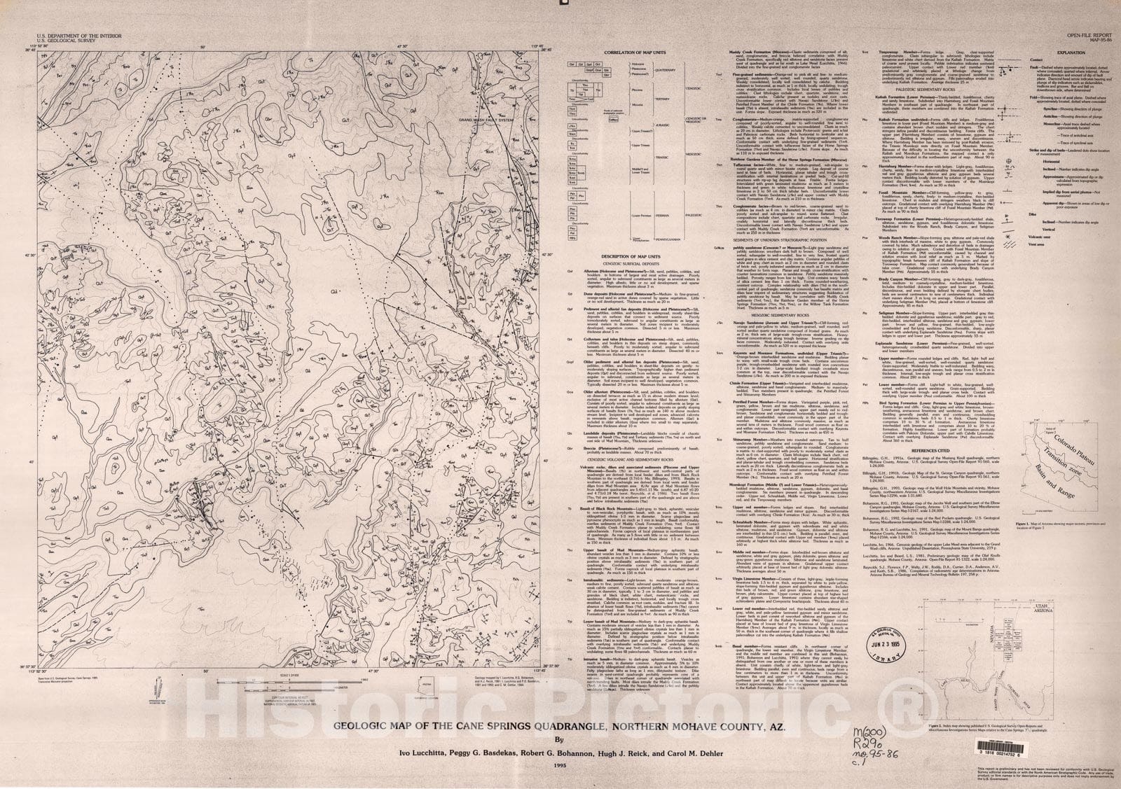 Map : Geologic map of the Cane Springs quadrangle, northern Mohave Cou ...