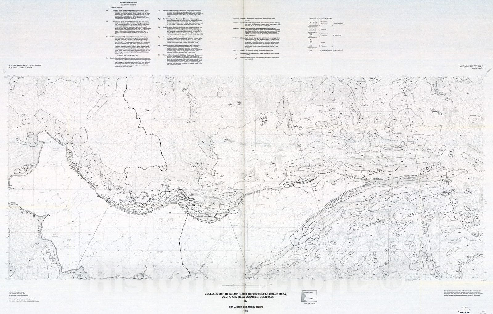 Map : Geologic map of slump-block deposits in part of the Grand Mesa a ...