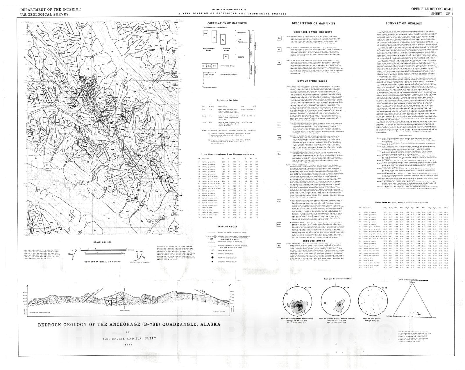 Map : Bedrock geology of the Anchorage (B-7SE) quadrangle, Alaska, 198 ...
