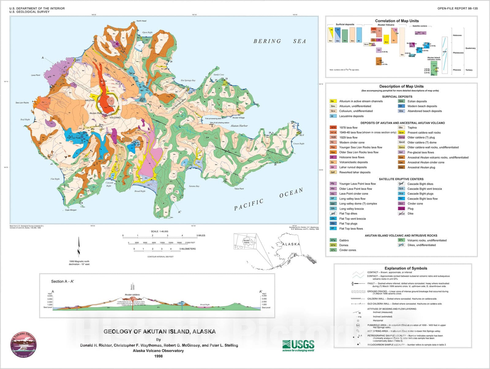 Map : Geologic map of the Akutan Island, Alaska, 1998 Cartography Wall ...