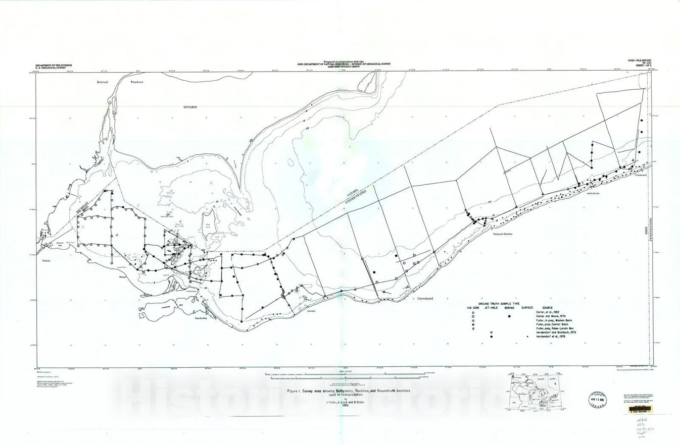 Map : The geologic framework of the Ohio area of Lake Erie, 1995 Carto ...