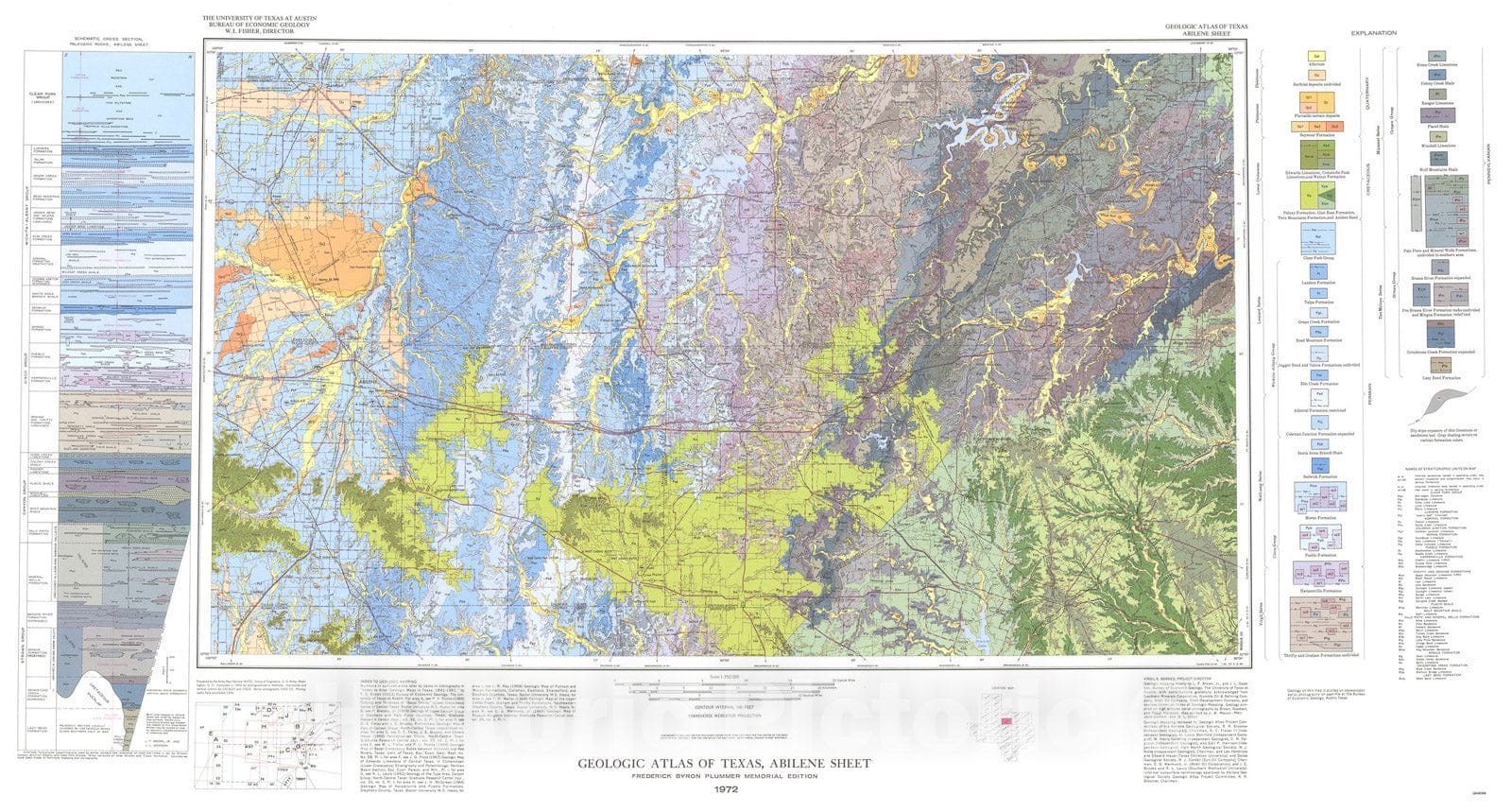 Map : Geologic atlas of Texas, Abilene sheet, 1972 Cartography Wall Ar ...