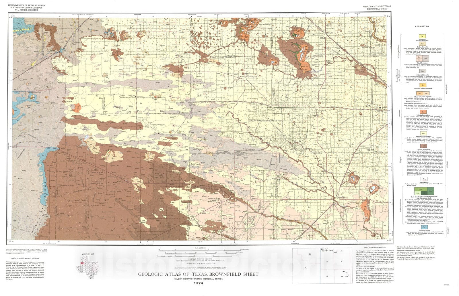 Map : Geologic atlas of Texas, Brownfield sheet, 1974 Cartography Wall ...