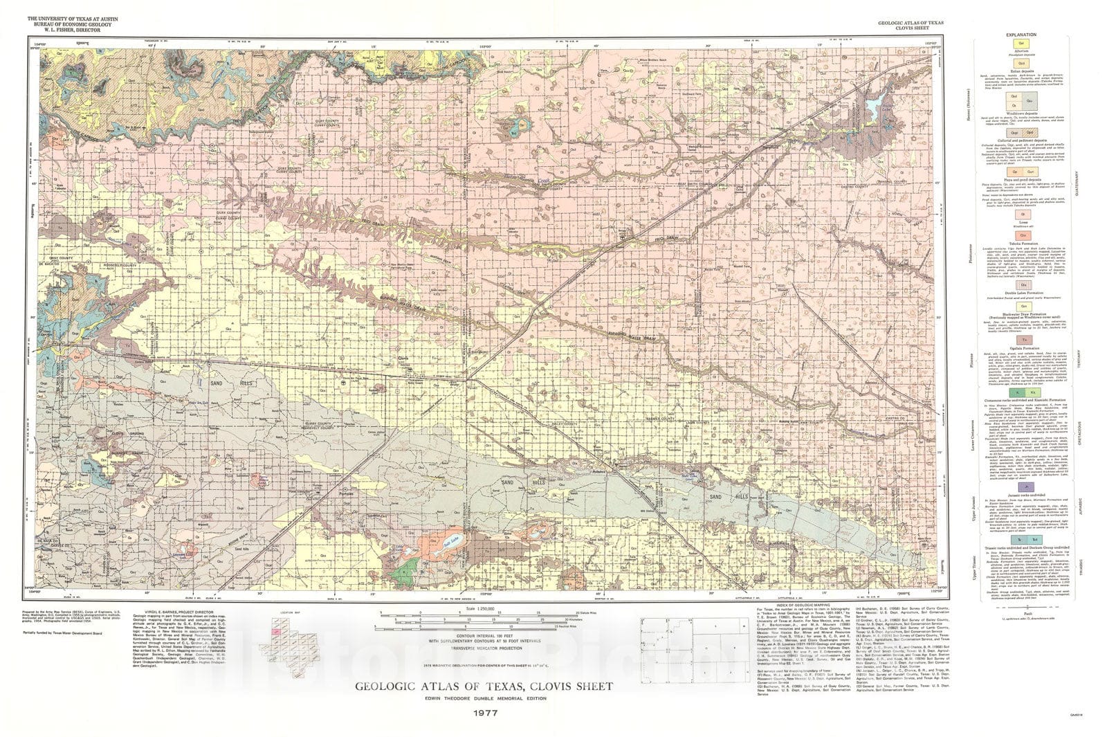 Map : Geologic atlas of Texas, Clovis sheet, 1977 Cartography Wall Art ...
