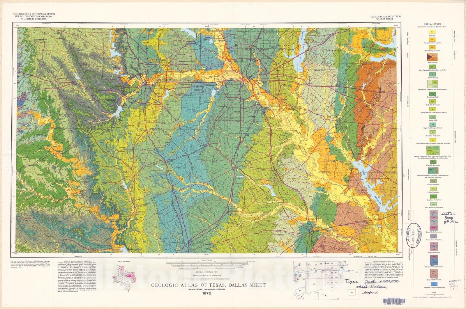 Map : Geologic atlas of Texas, Dallas sheet (revised 1987), 1972 Carto ...