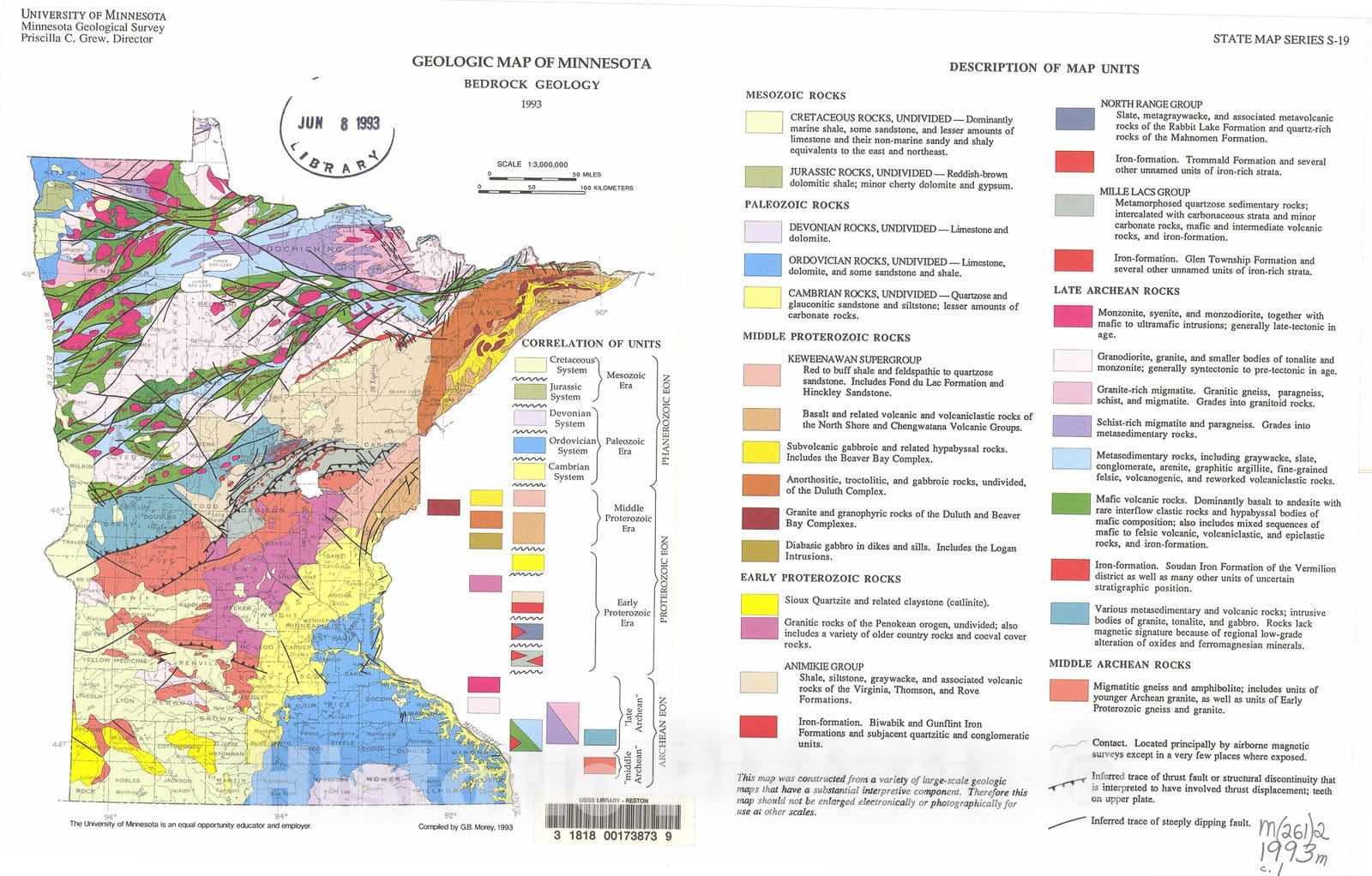 Map : Geologic map of Minnesota - bedrock geology, 1993 Cartography Wa ...