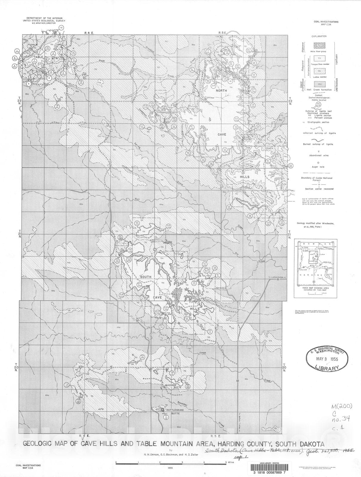 Map : Geologic map of Cave Hills and Table Mountain area, Harding Coun ...