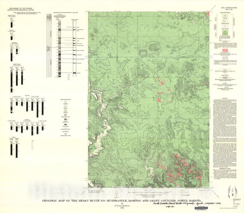 Map : Geologic map of the Heart Butte NW quadrangle, Morton and Grant ...