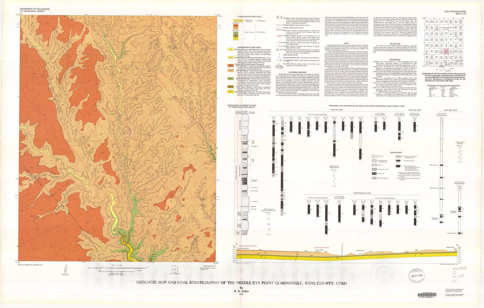 Map : Geologic map and coal stratigraphy of the Needle Eye Point quadr ...