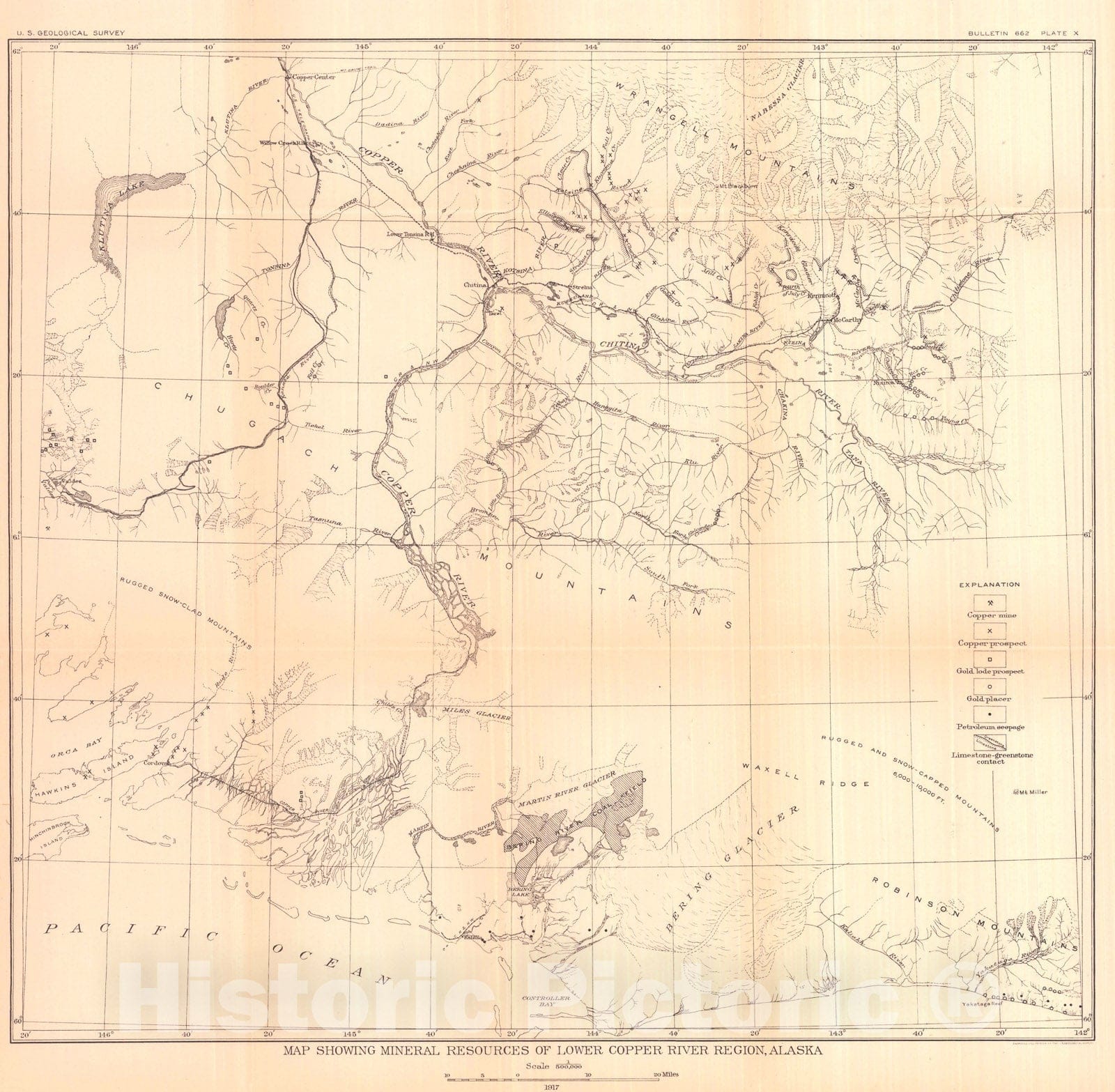 Map : Mining in the lower Copper River basin, 1918 Cartography Wall Ar ...