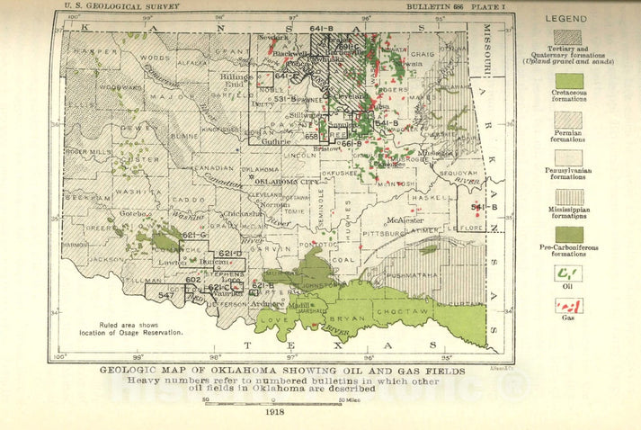 Map : Structure and oil and gas resources of the Osage Reservation, Ok ...