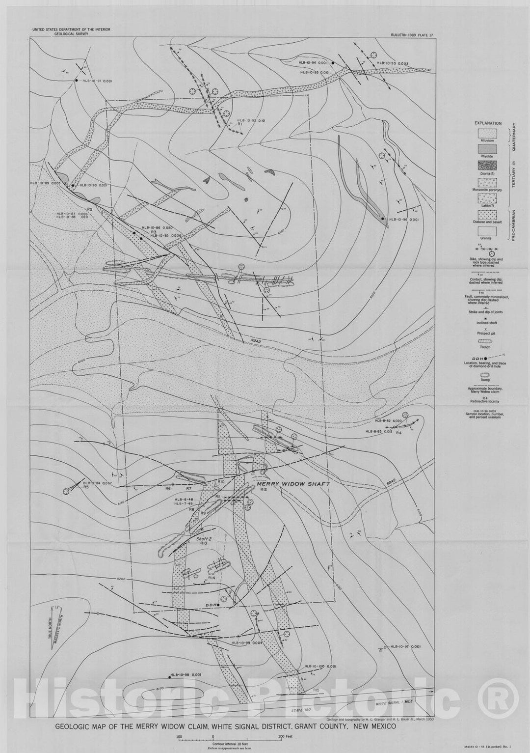 Map : Radioactive deposits in New Mexico, 1956 Cartography Wall Art ...