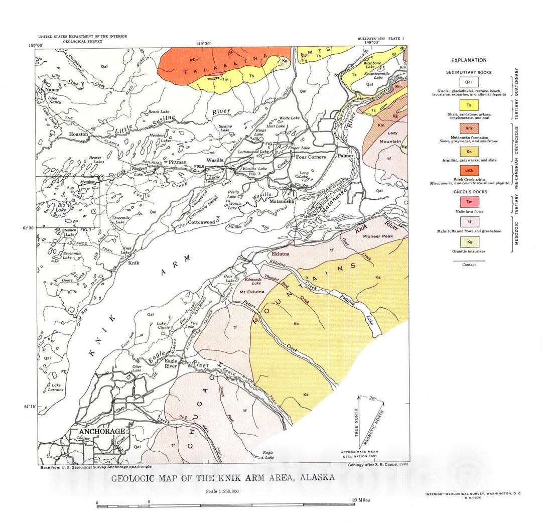 Map : Marl deposits in the Knik Arm area, Alaska, 1956 Cartography Wal ...