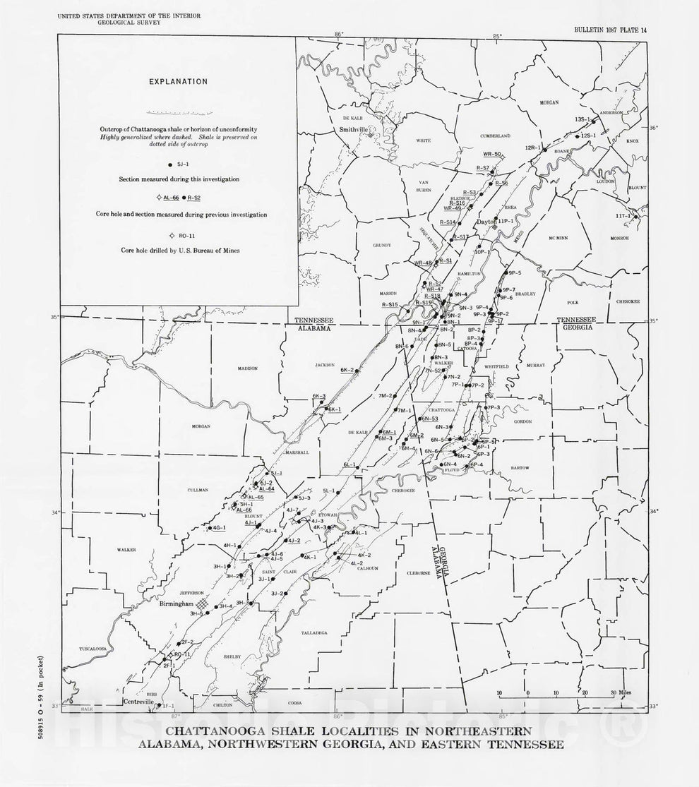 Map : Stratigraphy and uranium content of the Chattanooga Shale in nor ...