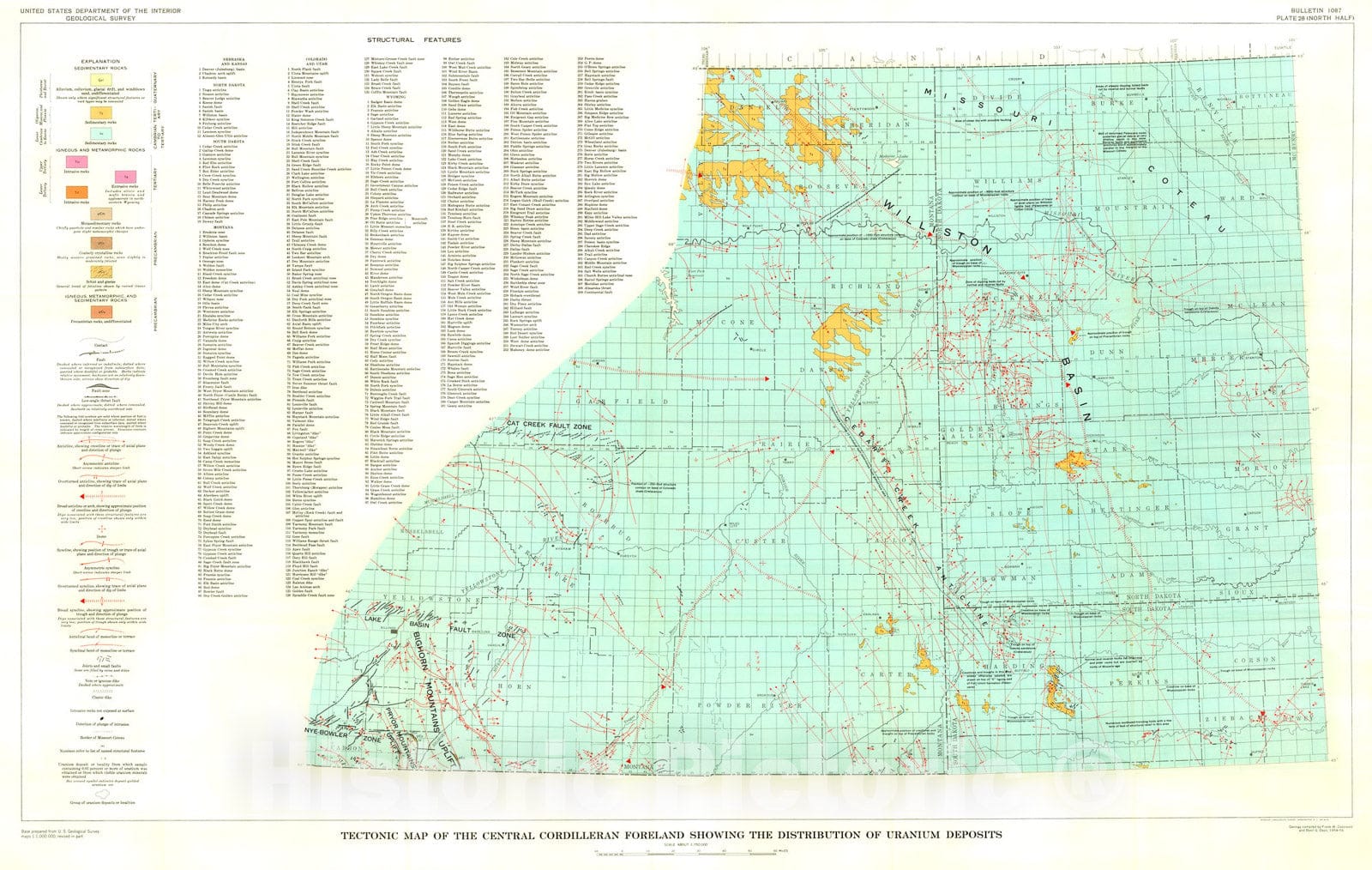 Map : Relation of uranium deposits to tectonic pattern of the central ...
