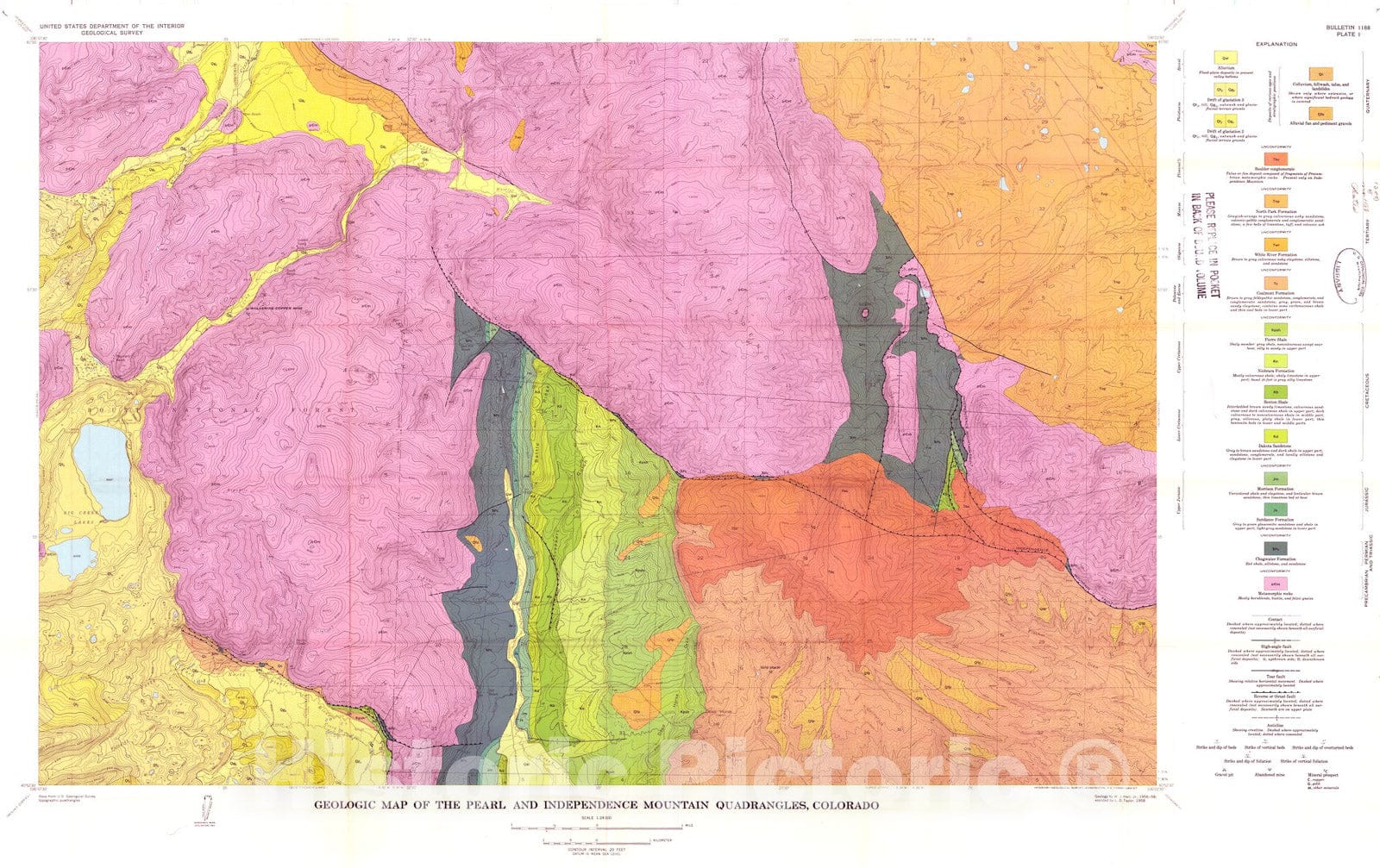 Map : Geology of northwestern North Park, Colorado, 1965 Cartography W – Historic Pictoric