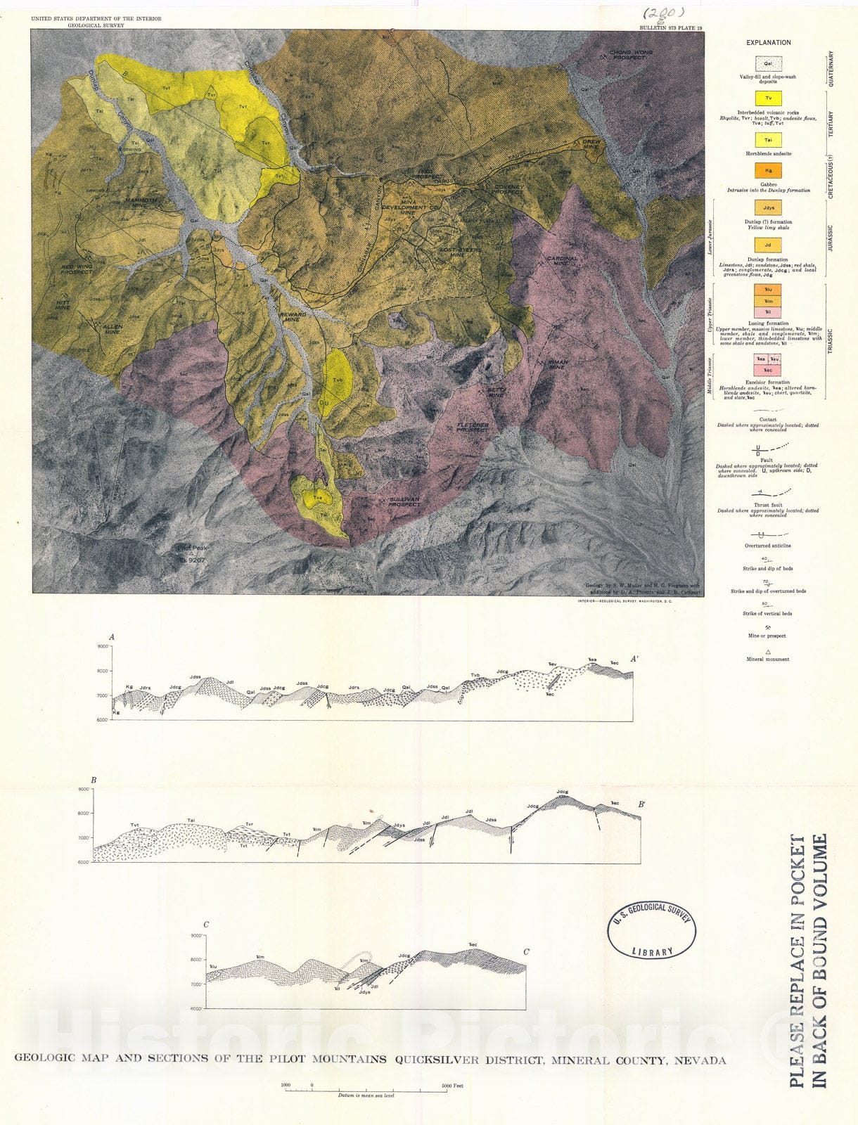 Map : Quicksilver deposits in the southern Pilot Mountains, Mineral Co ...