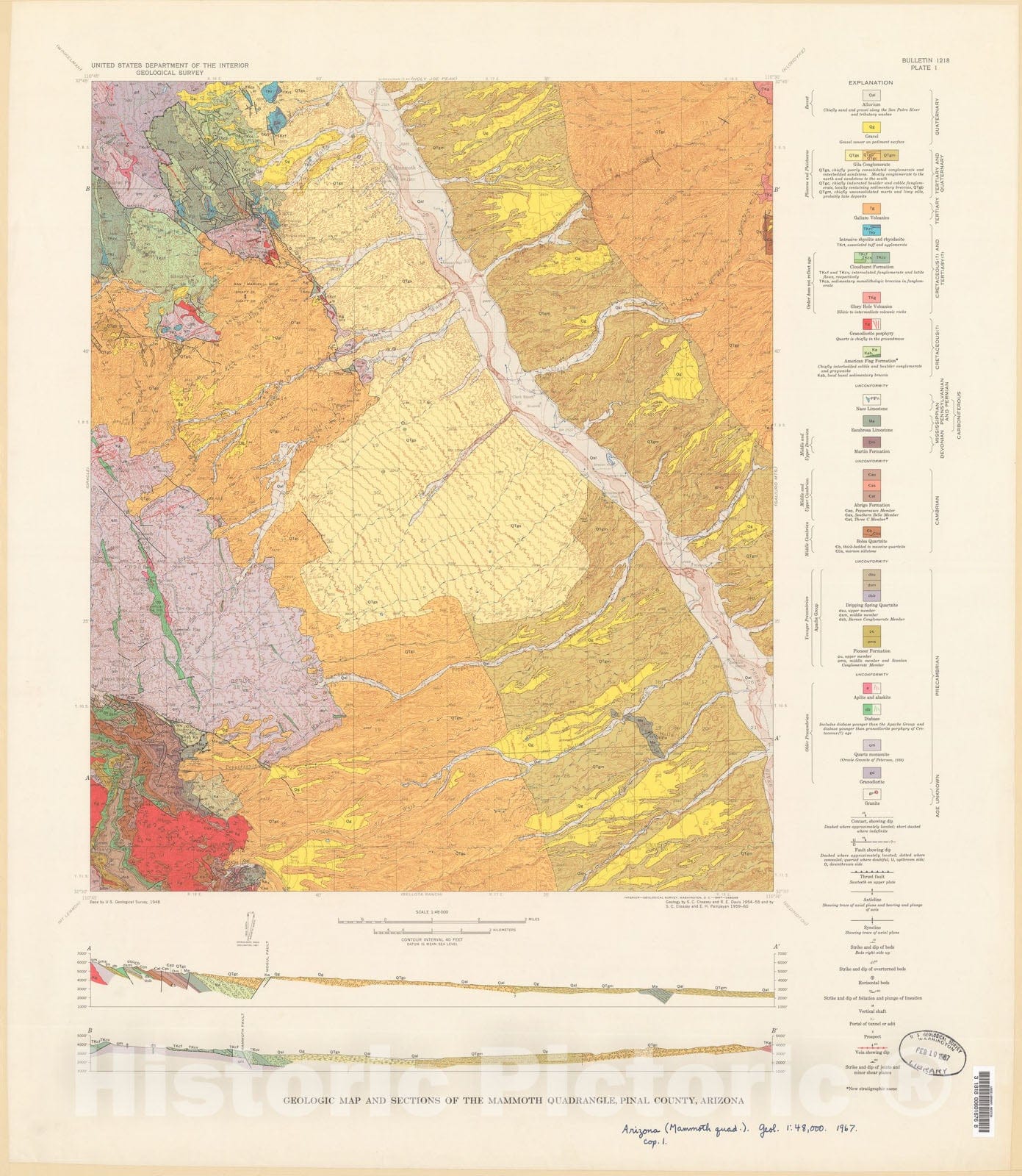 Map : General geology of the Mammoth quadrangle, Pinal County, Arizona ...