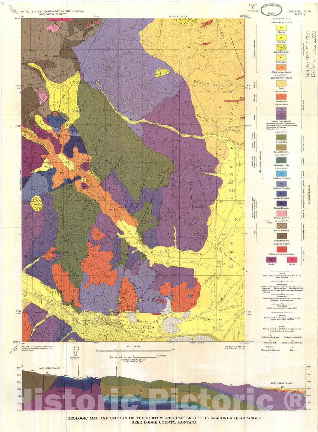Map : Geology of the northwest quarter of the Anaconda quadrangle, Dee ...