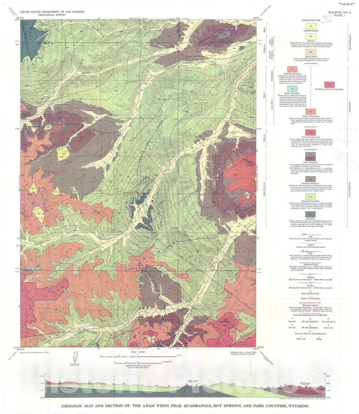 Map : Geology of the Adam Weiss Peak quadrangle, Hot Springs and Park ...