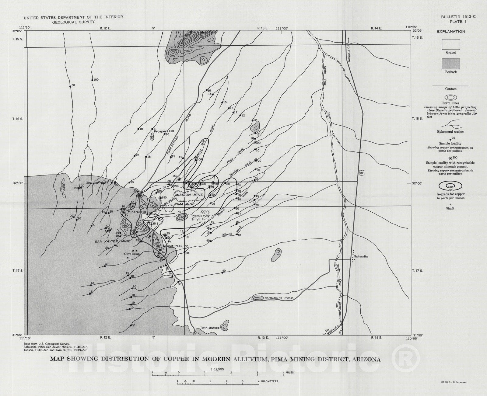 Map : A geochemical study of alluvium-covered copper deposits in Pima ...