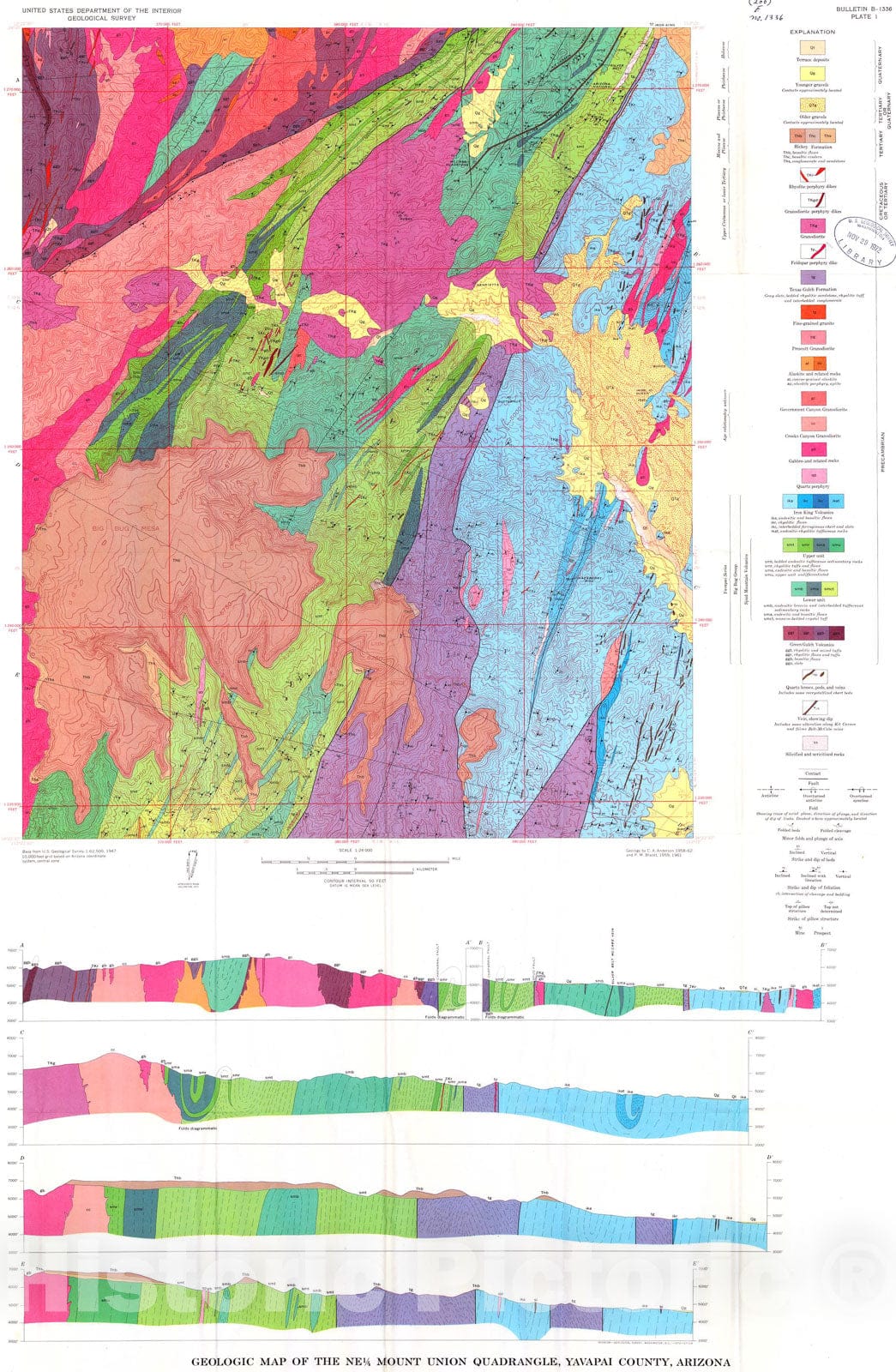 Map : Precambrian geology of the northern Bradshaw Mountains, Yavapai ...