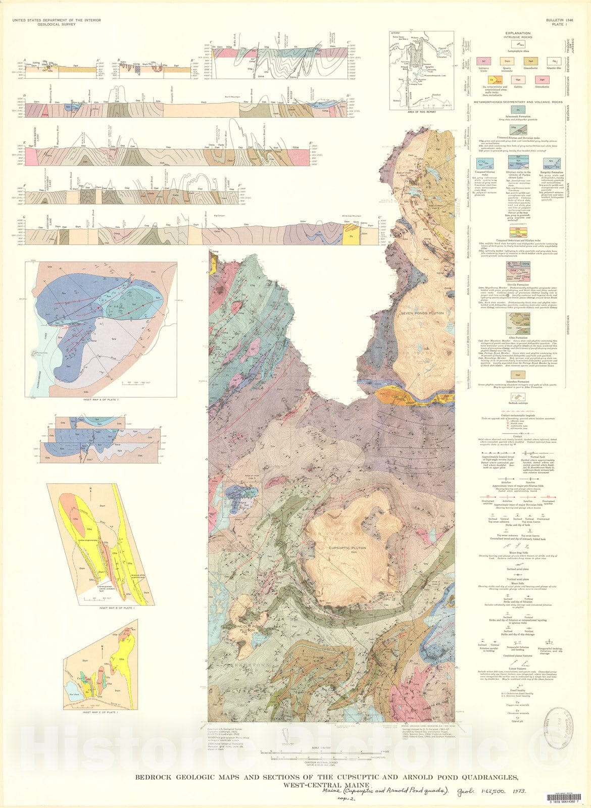 Map : Bedrock geology of the Cupsuptic and Arnold Pond quadrangles, we ...