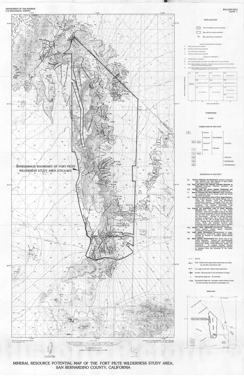 Map : Mineral resources of the Fort Piute Wilderness Study Area, San B ...