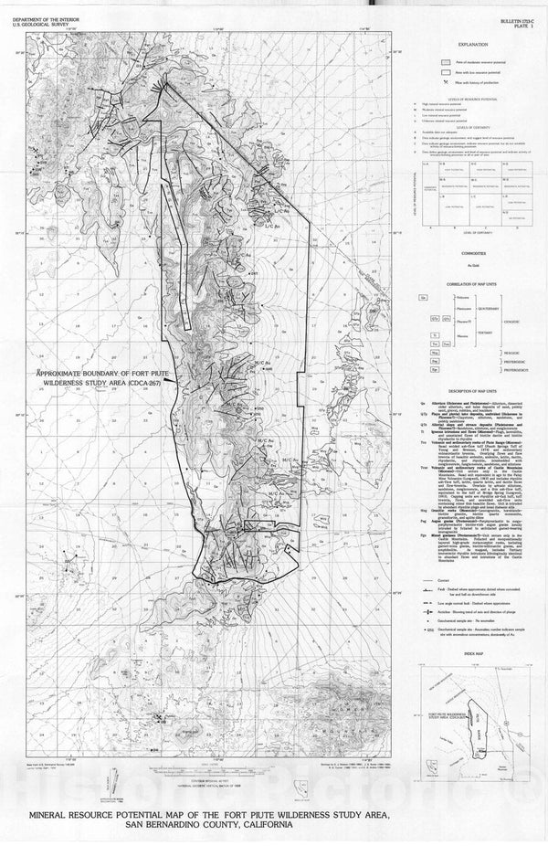 Map : Mineral resources of the Fort Piute Wilderness Study Area, San B ...
